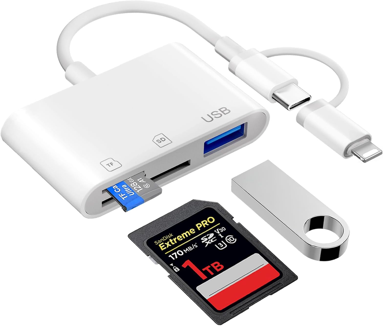 Amazon.com: SD Card Reader for iPhone, iPad, USB C and Lightning Dual ...