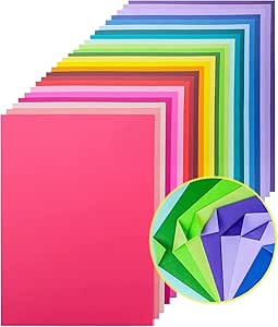 60 Sheets Double Sided Different Color Cardstock, 24 Assorted Bright ...