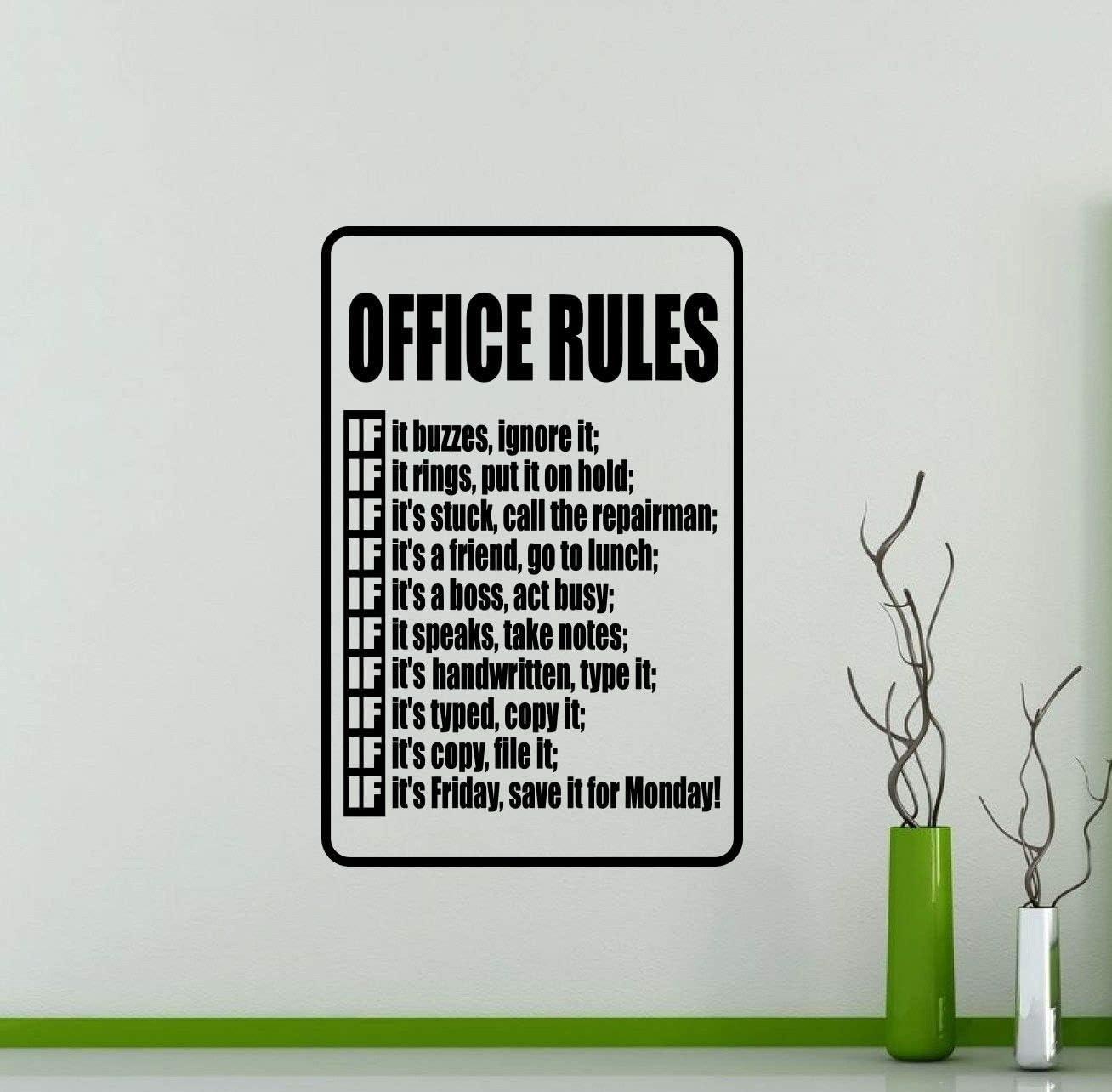 Amazon.com: Retro Metal Tin Sign 5.5 X 8 Inches Office Rules Poster ...