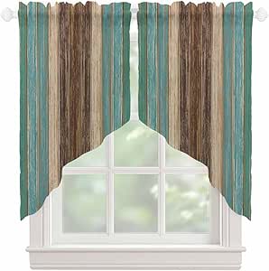 Amazon.com: RisQiten Swag Valances for Windows, Teal Brown Farmhouse ...