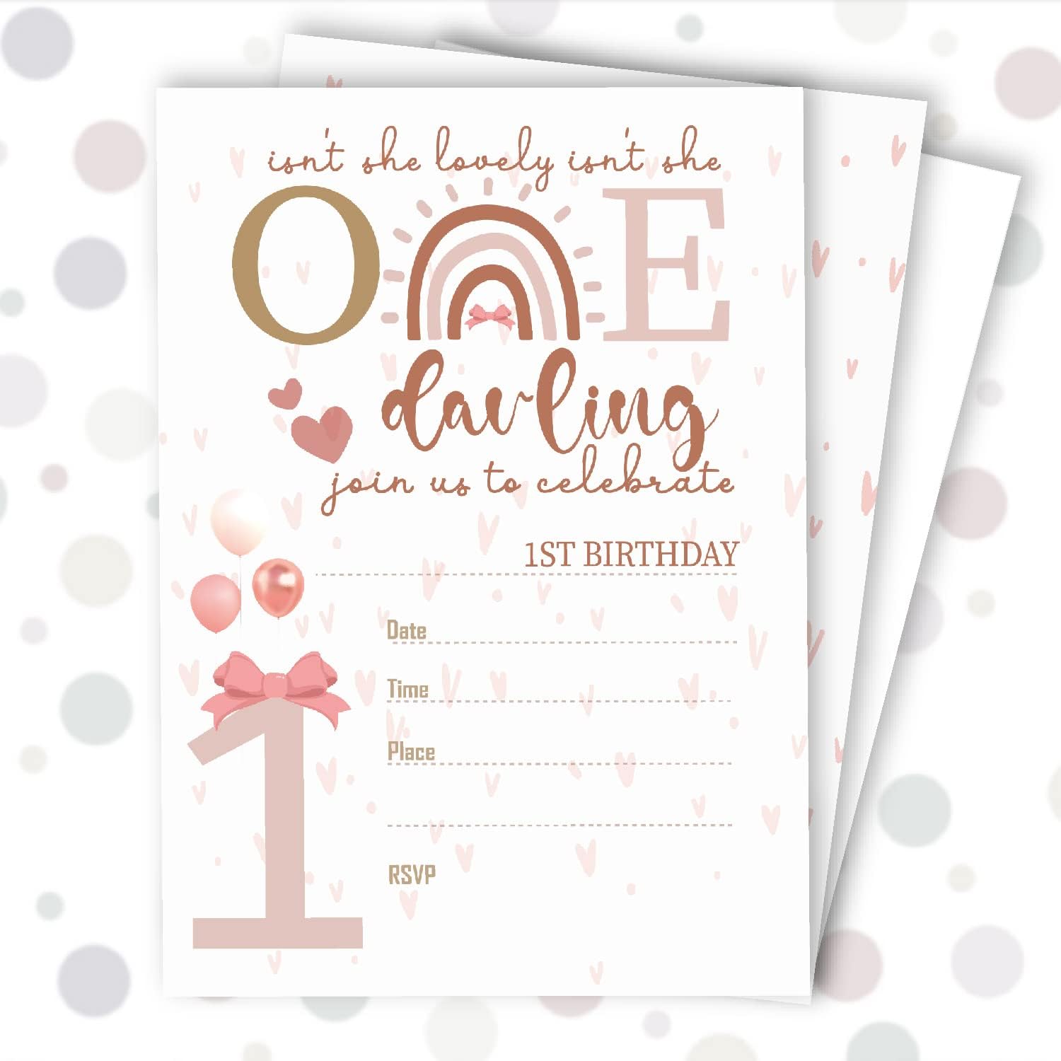 Amazon.com : HUYAW 1st Birthday Party Invitation Card 25 Pack 4" x 6 ...