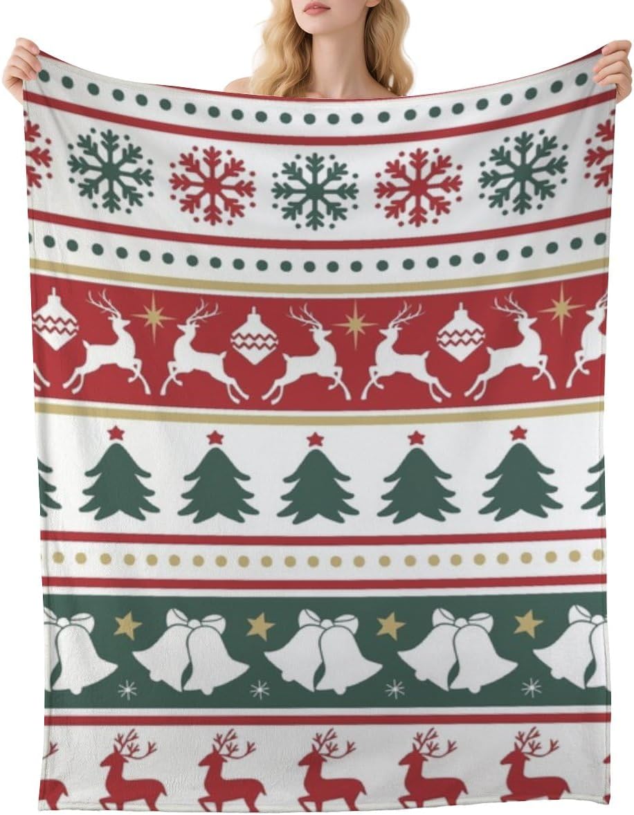 Amazon.com: Classic Christmas Reindeer Throw Blanket Fluffy Blanket ...