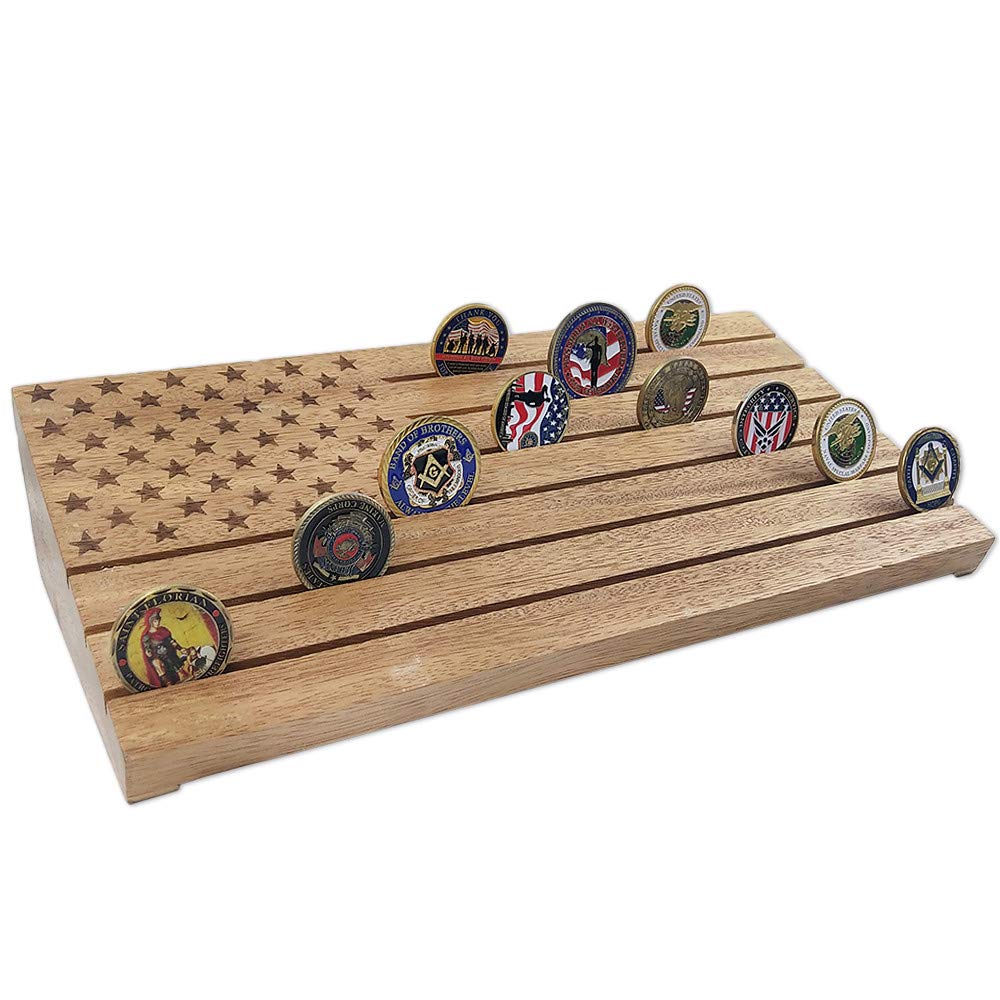 Atsknsk 6 Rows Military Challenge Coin Display Stand American Flag ...