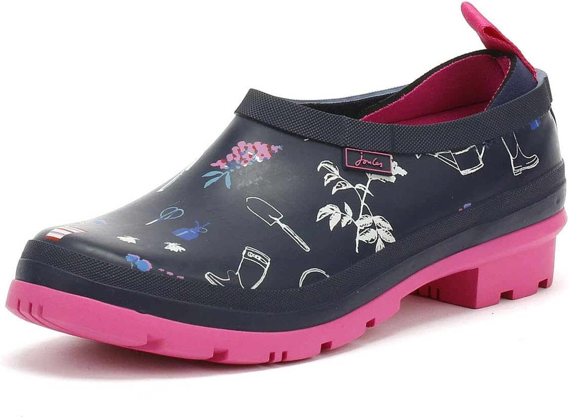 Amazon.com | Joules Womens Printed Pop On Welly Clogs, Navy Garden, Size 5 | Rain Footwear
