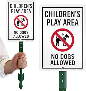 SmartSign 10 x 7 inch “Children's Play Area, No Dogs Allowed” LawnPuppy ...