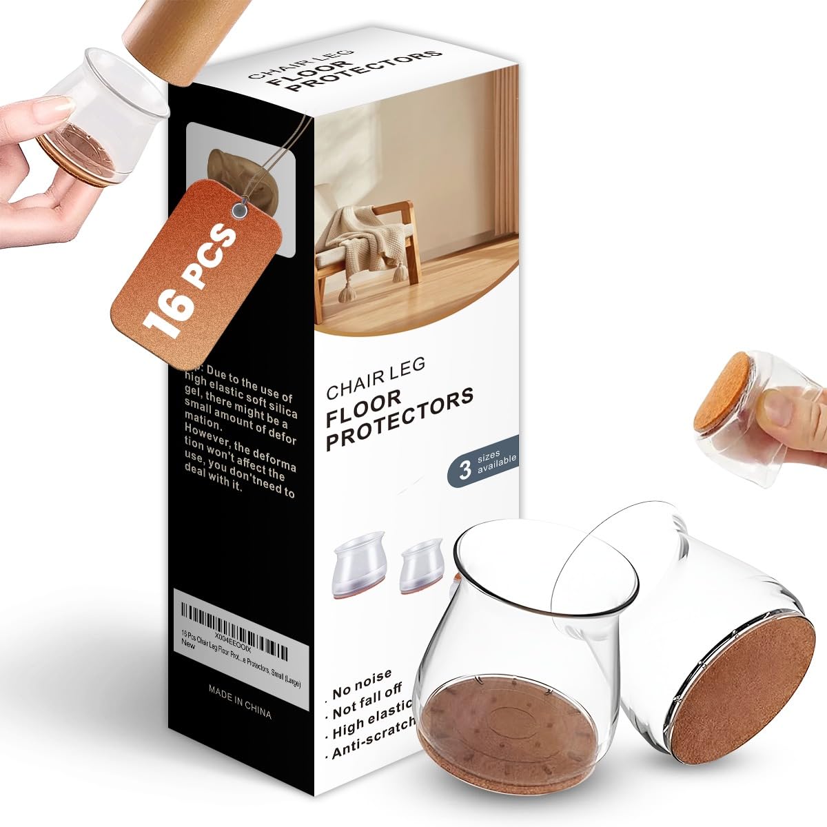 Charming Curios 16 Clear Chair Leg Protectors, Silicone Chair Leg ...