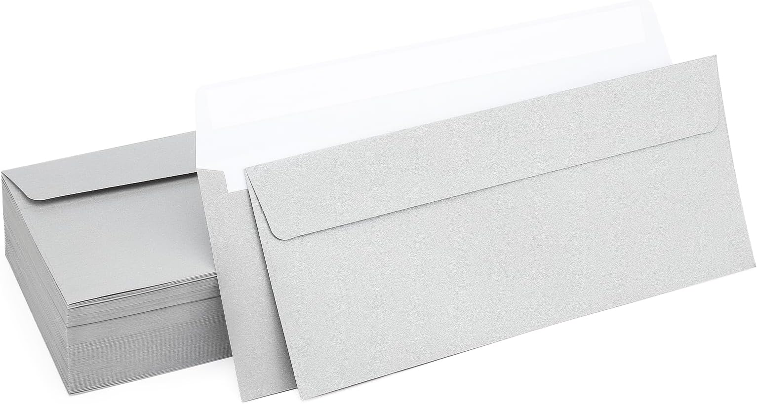 Amazon.com : 100 Pack Metallic Silver Envelopes #10 Business Envelopes ...
