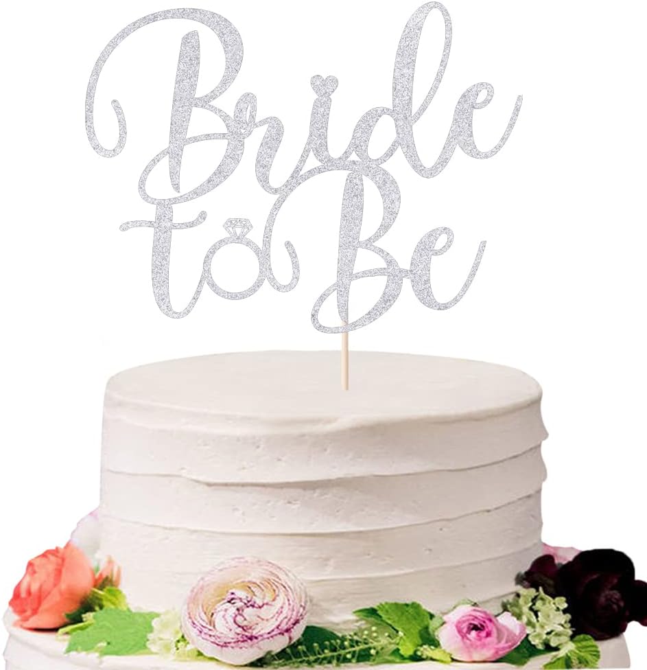 Amazon.com: Sodasos Silver Glitter Bride to Be Cake Topper - Bridal ...