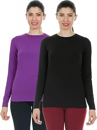 Amazon.com: Thermajane 2 Pack Thermal Top for Women Size M Purple ...