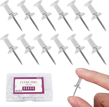 Amazon.com: 120-Pack Push Pins, Premium Clear Flat ThumbTacks Steel ...