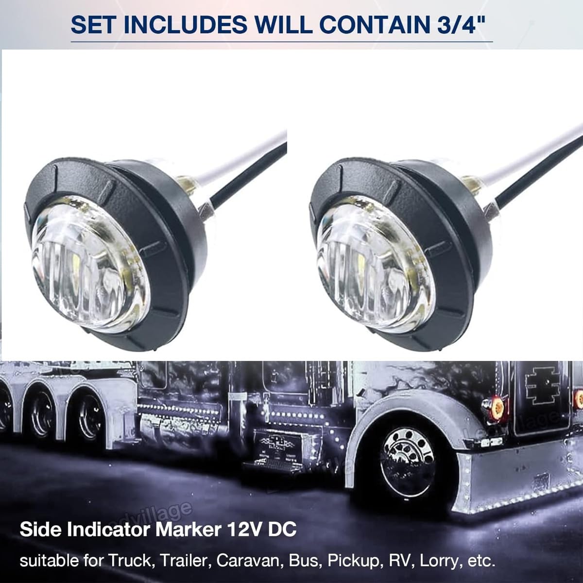 Round Led Trailer Marker Lights 2.5″ Round Red 13 LED Trailer