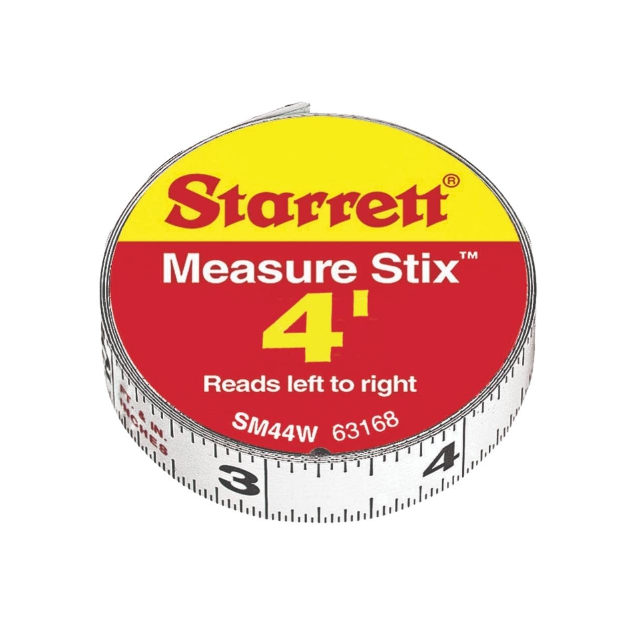 Starrett 63168 SM44W Steel Tape Measure with Adhesive Back, 1/2-Inch x ...