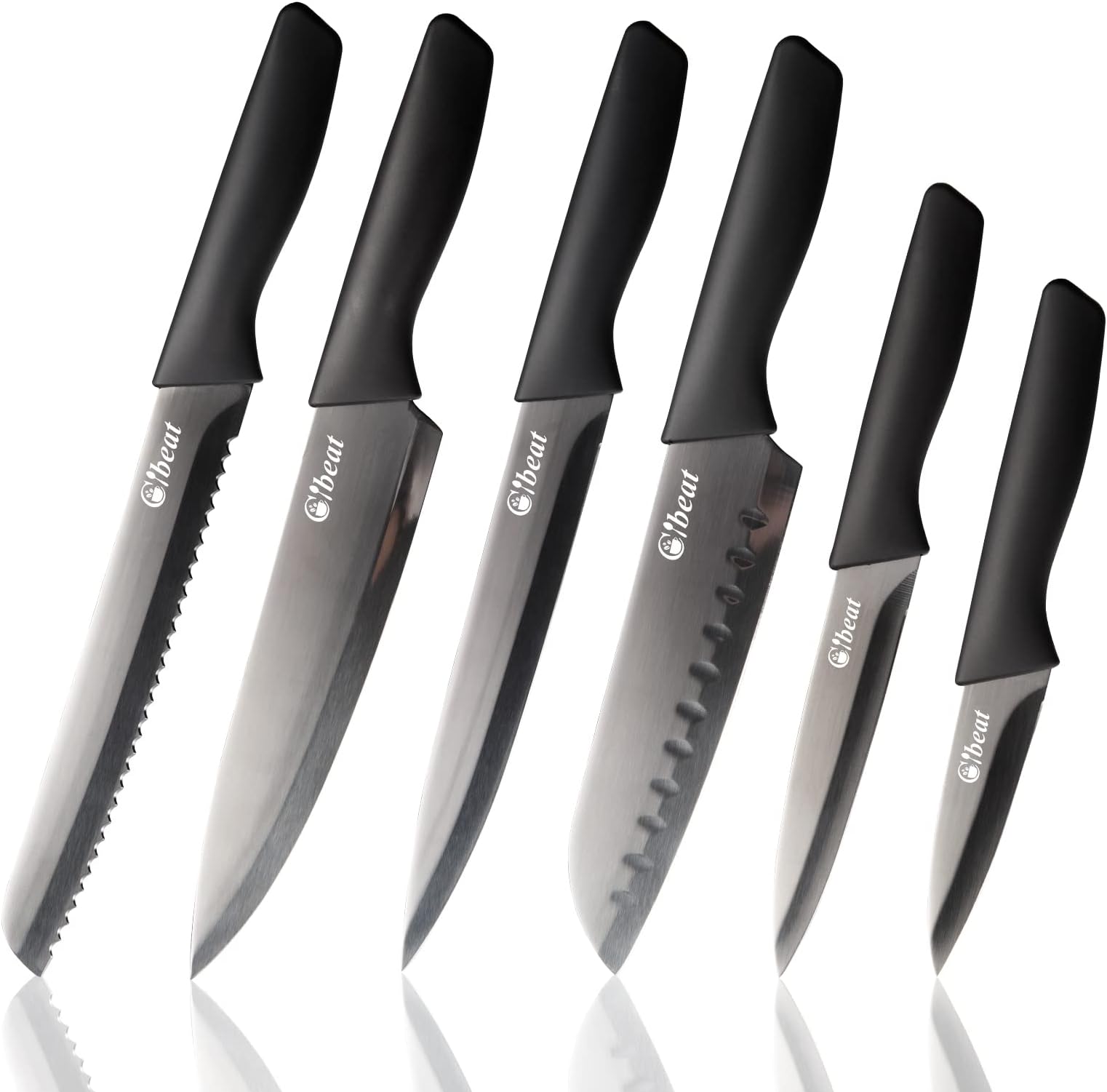 Amazon.com: Fashionwu Black Kitchen Knife Set of 6, Stainless Steel ...