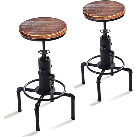 Amazon.com: Vintage Industrial Bar Stool-Rustic Swivel Bar Stool-Round ...