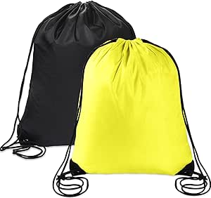 Amazon.com | Sliverdew 2 Pcs Black Yellow Drawstring Backpack Bags ...