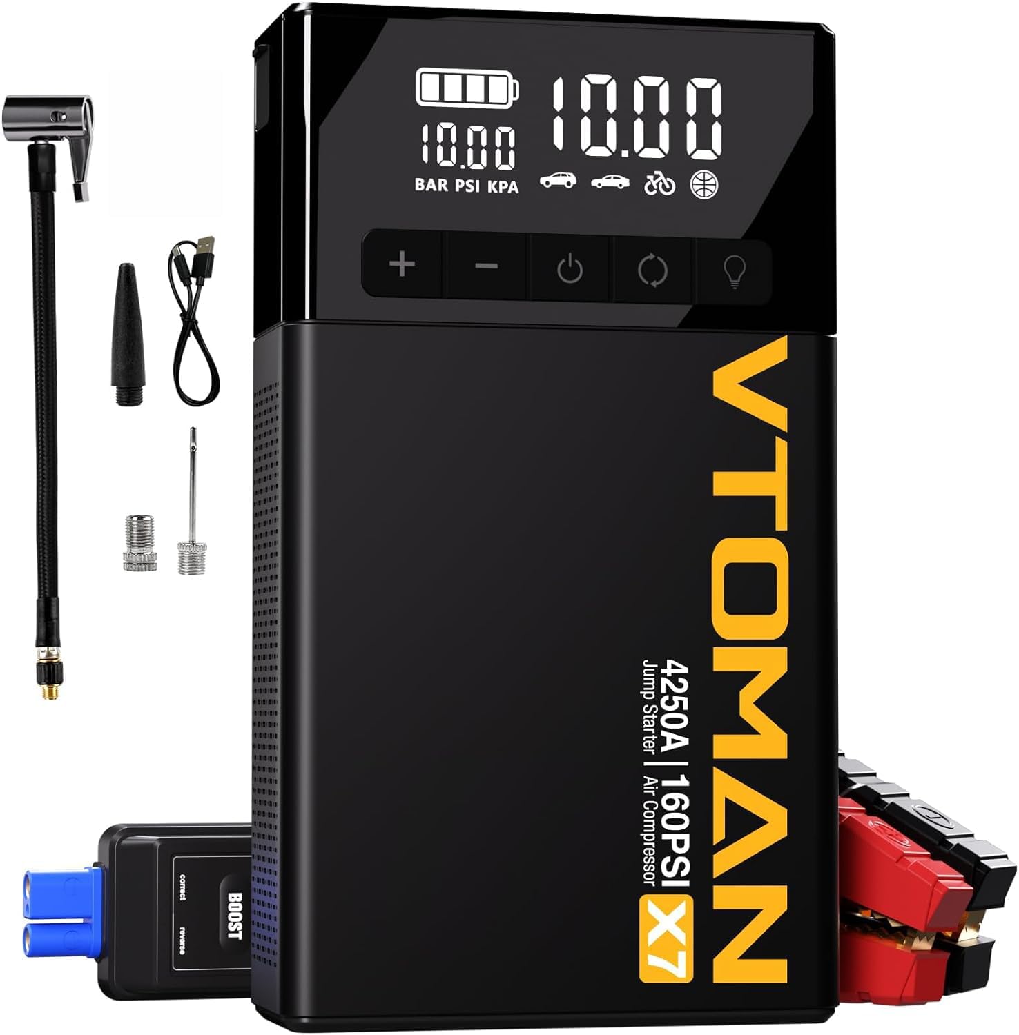 VTOMAN X7 Jump Starter with Air Compressor, 4250A Portable Car Jumper ...