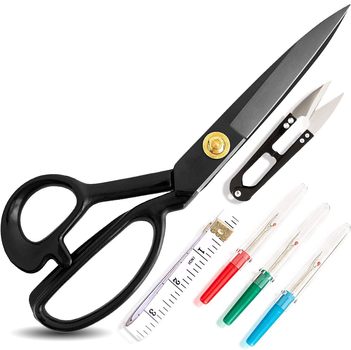 Gemsy Black Blade Scissors For Cloth Cutting, 3 Seam Ripper, Inch ...