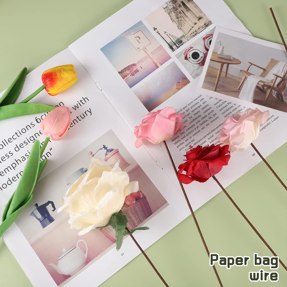 Snapklik.com : 60 Pack Floral Stems Wire For Paper Flower 2 Gauge Brown ...