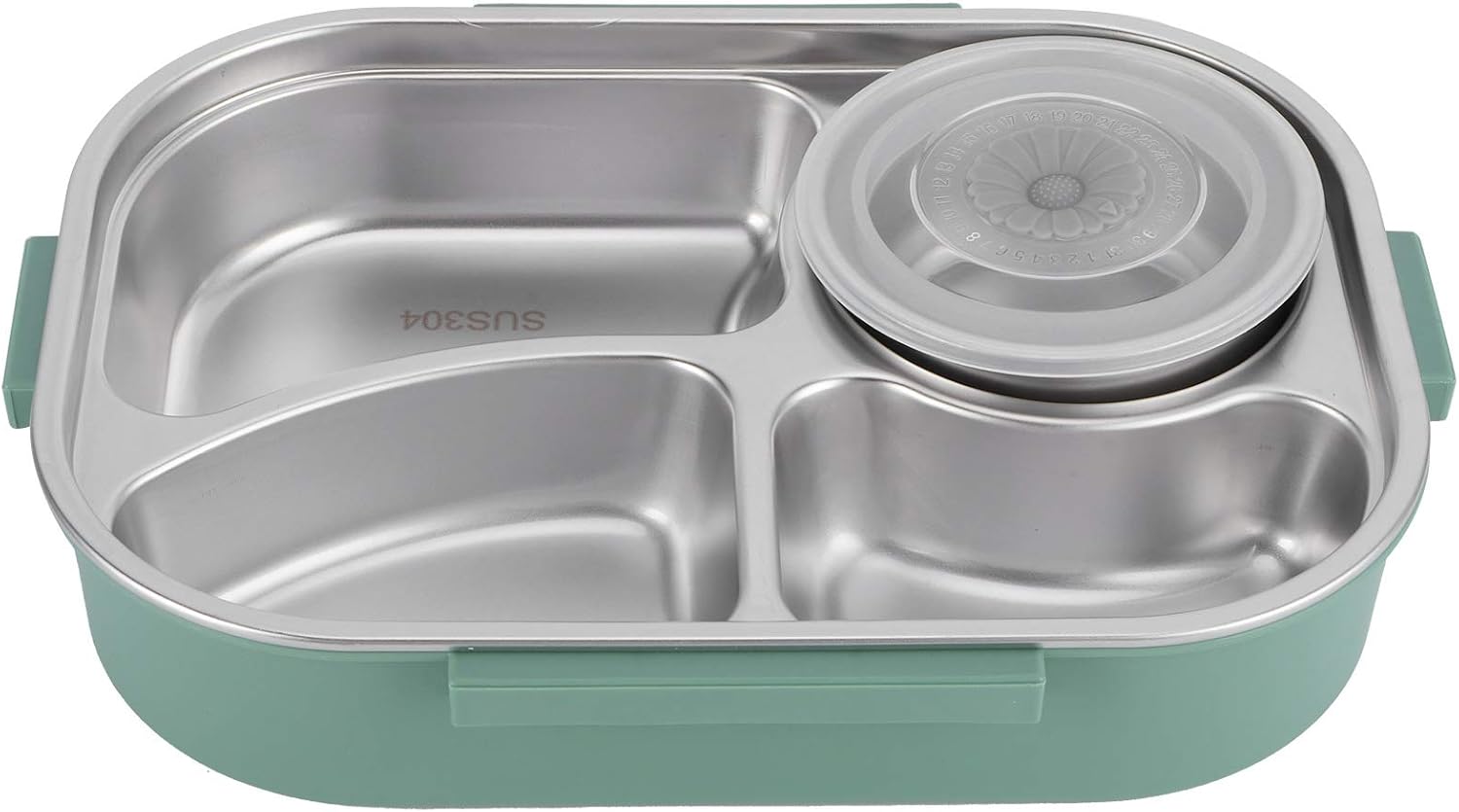 Amazon.com: Stainless Steel Lunch Box 4 Grid Portable Bento Box Food ...