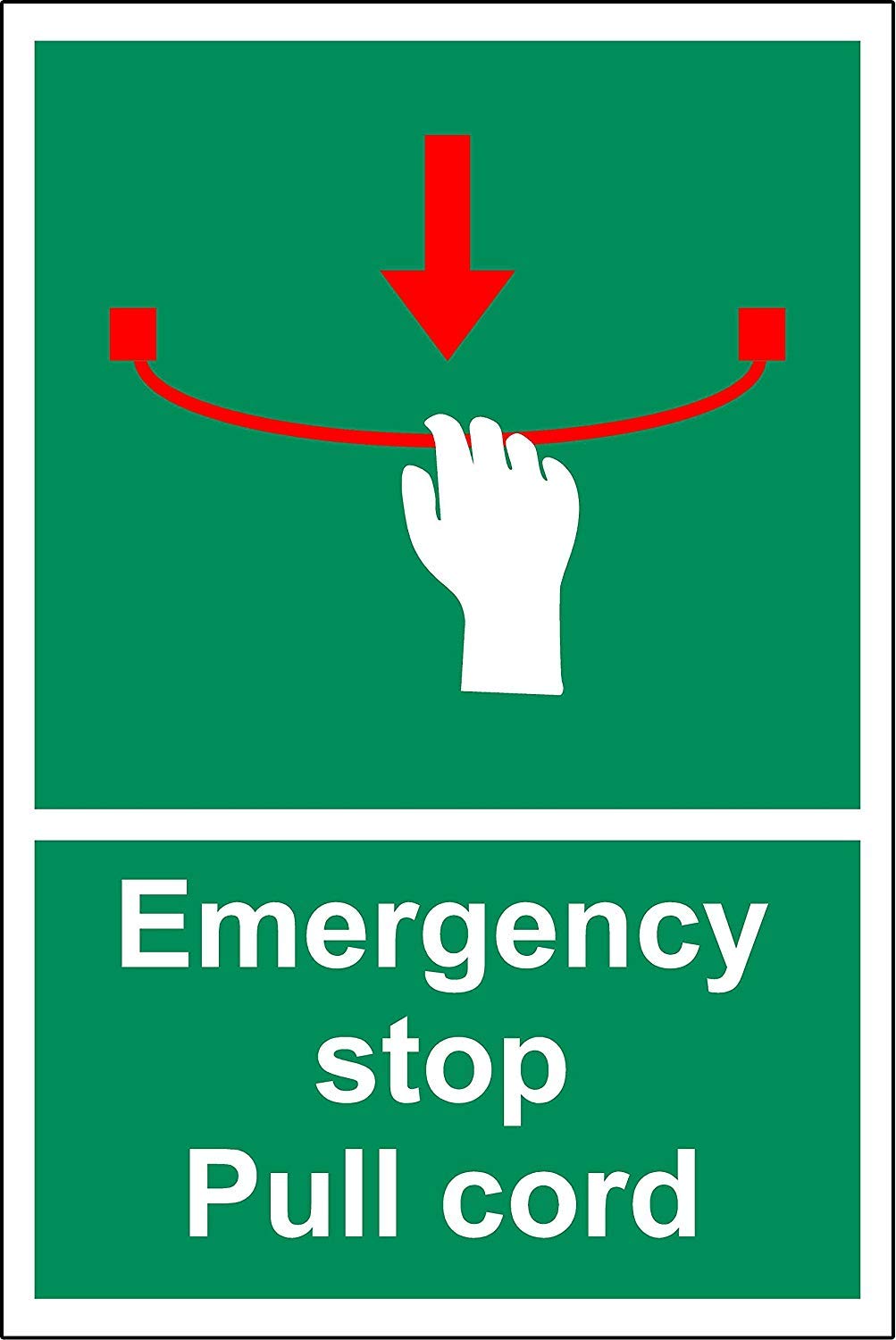 Emergency stop Pull cord safety sign - 3mm Aluminium sign 300mm x 200mm ...