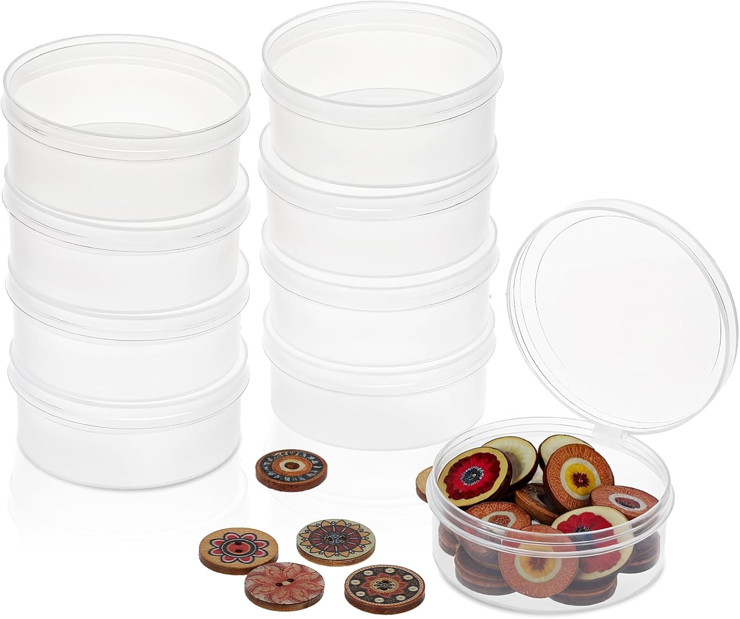 CIATBYYJ 12 Pcs Round Clear Plastic Bead Storage Containers Box Case ...