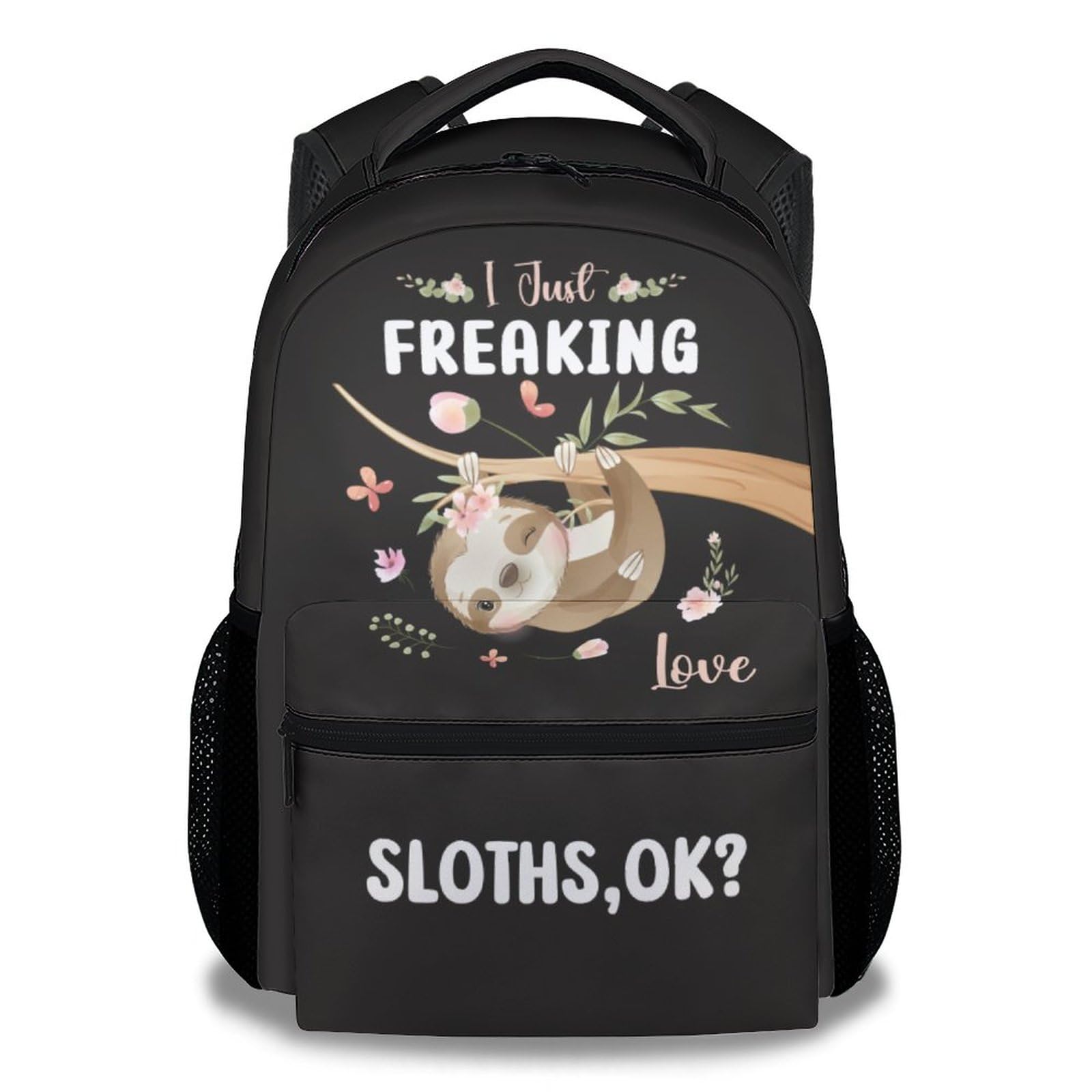 Amazon.com | UNIKITTY Sloth Backpack for Girls Boys, 16 Inch Black ...