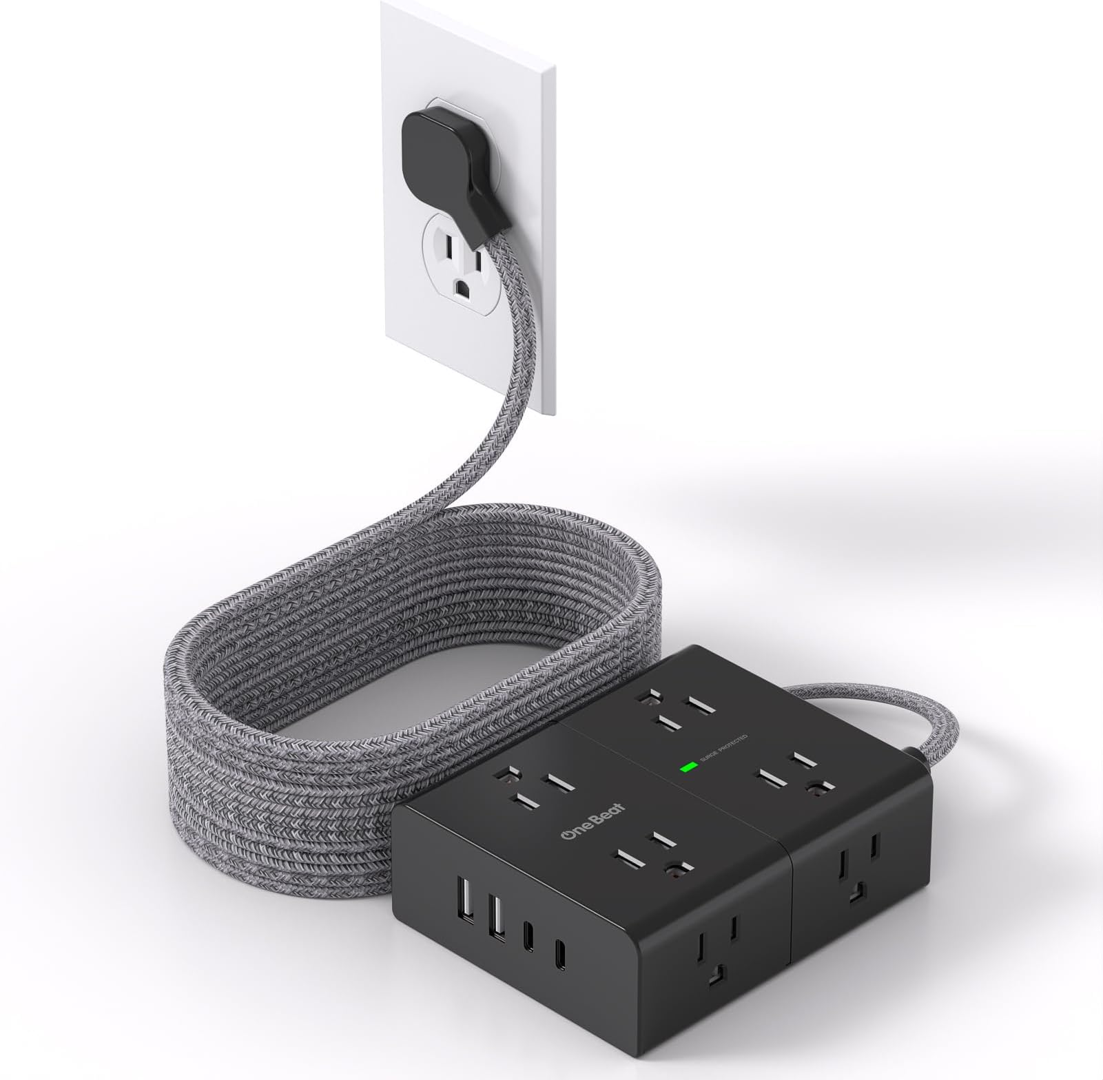 Amazon.com: Surge Protector Power Strip 15 Ft Cord, Ultra Thin Flat ...