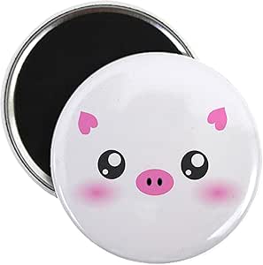 Amazon.com: CafePress Cute Pig Magnet 2.25" Round Magnet, Refrigerator ...