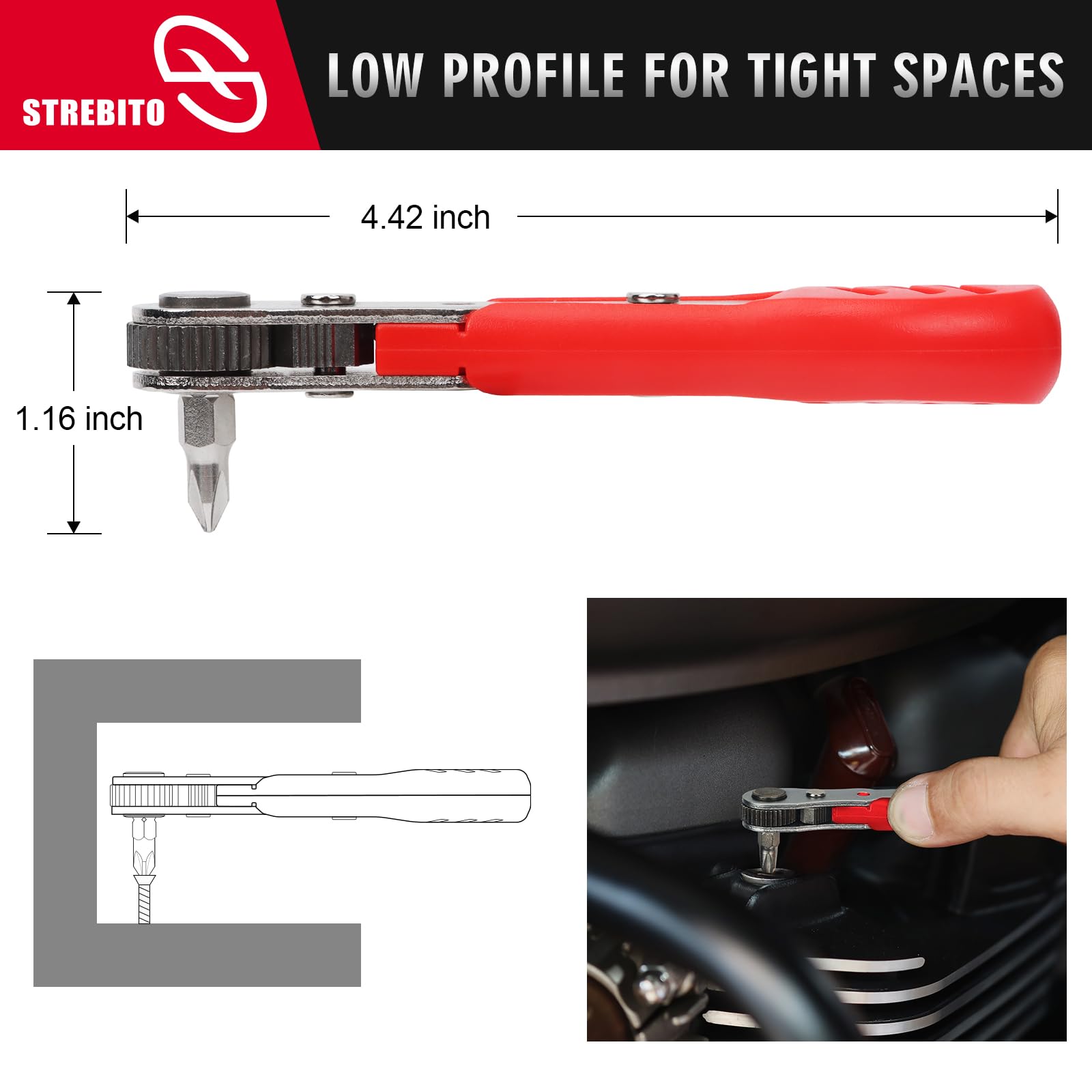 Snapklik.com : STREBITO Right Angle Screwdriver 14 Piece Mini Ratchet ...