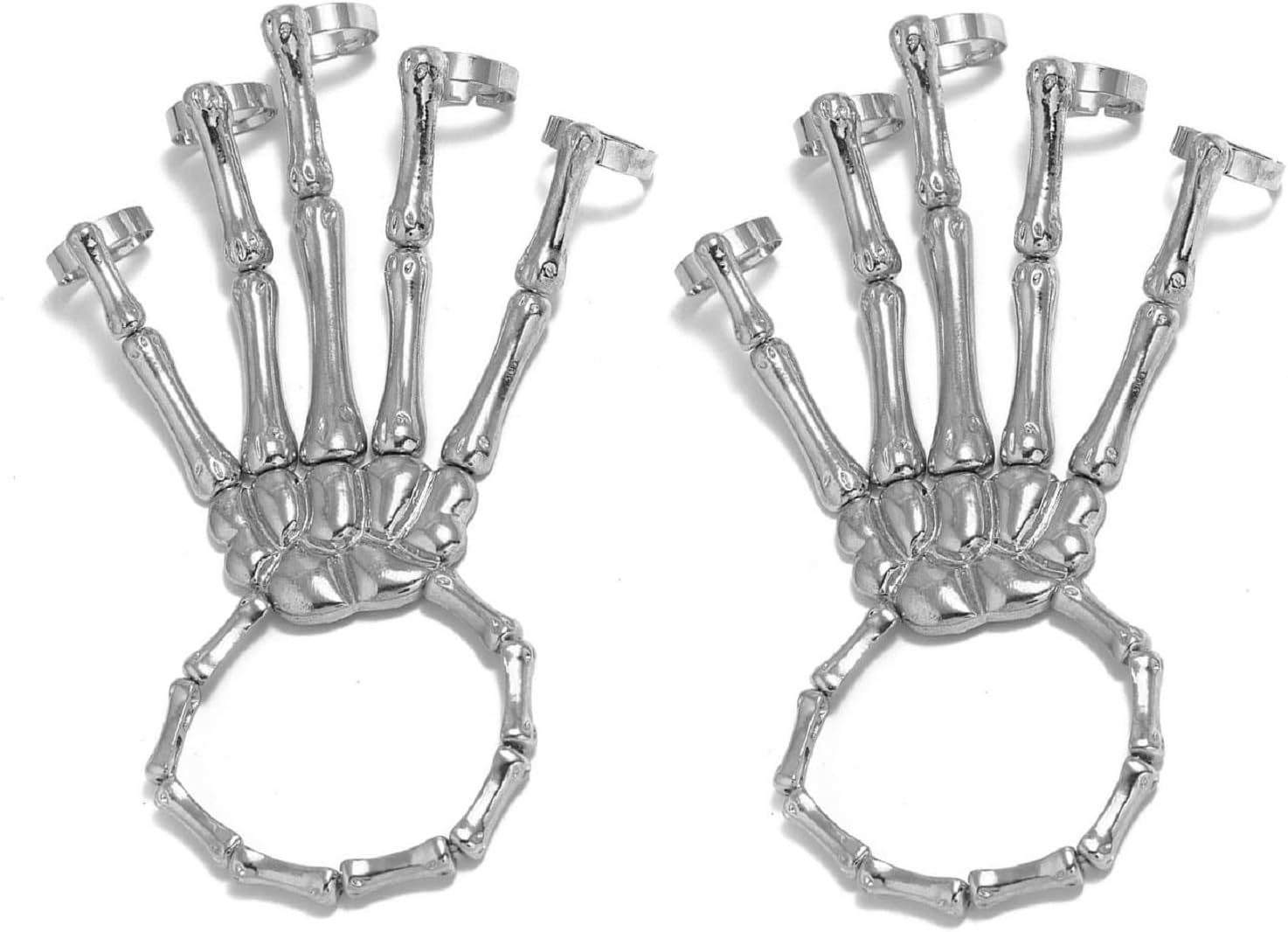 Amazon.com: MIAO JIN 2Pcs Skull Skeleton Hand Bracelet Metal Bangle ...