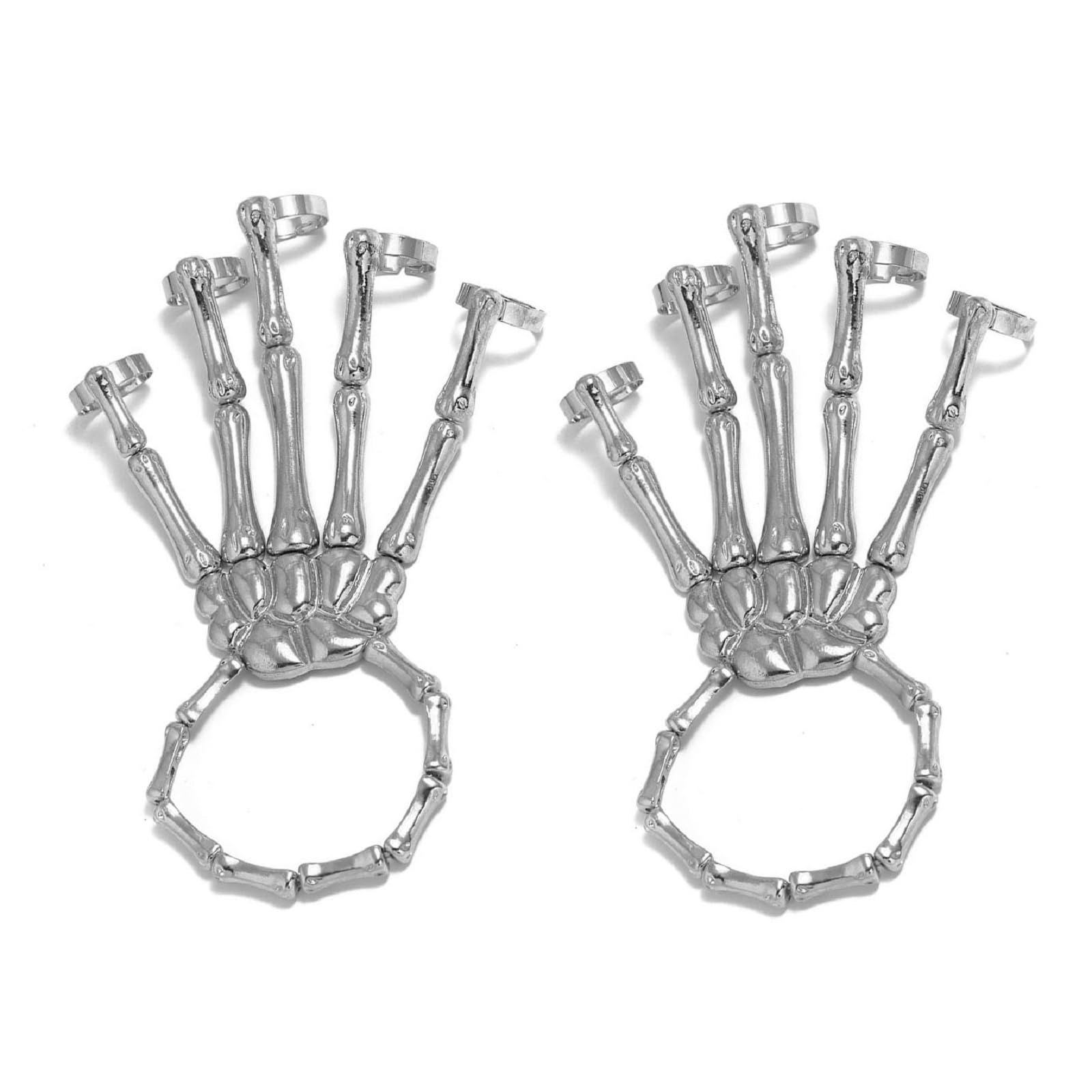 Amazon.com: MIAO JIN 2Pcs Skull Skeleton Hand Bracelet Metal Bangle Bracelet With Adjustable ...