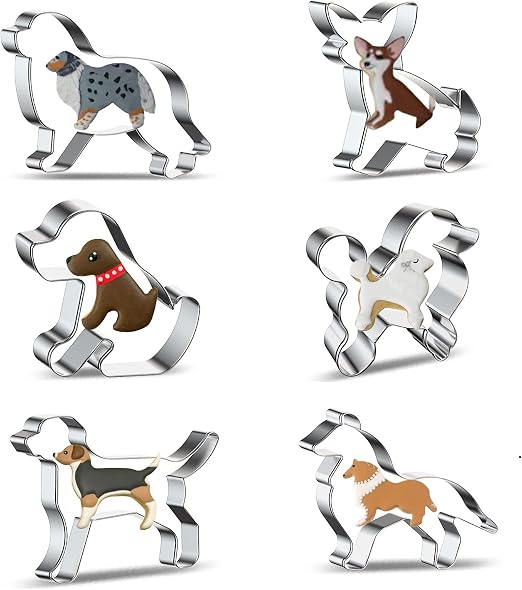 Amazon.com: Dog Cookie Cutter for Treats Shapes Baking Set of 6 ...