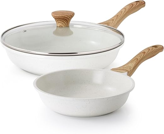 Amazon.com: SENSARTE Nonstick Frying Pan Skillets, White Ceramic ...