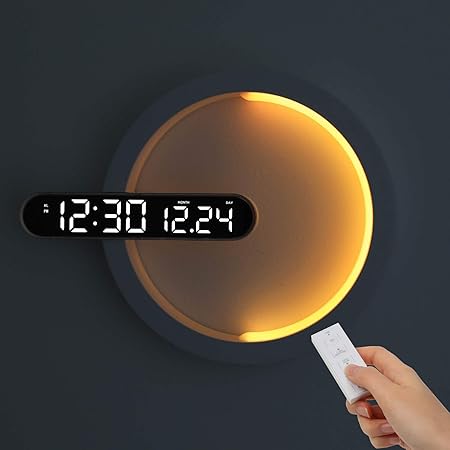 Amazon.com: mooas Pure Mini White Gold 3D LED Clock, Multi-Function LED ...
