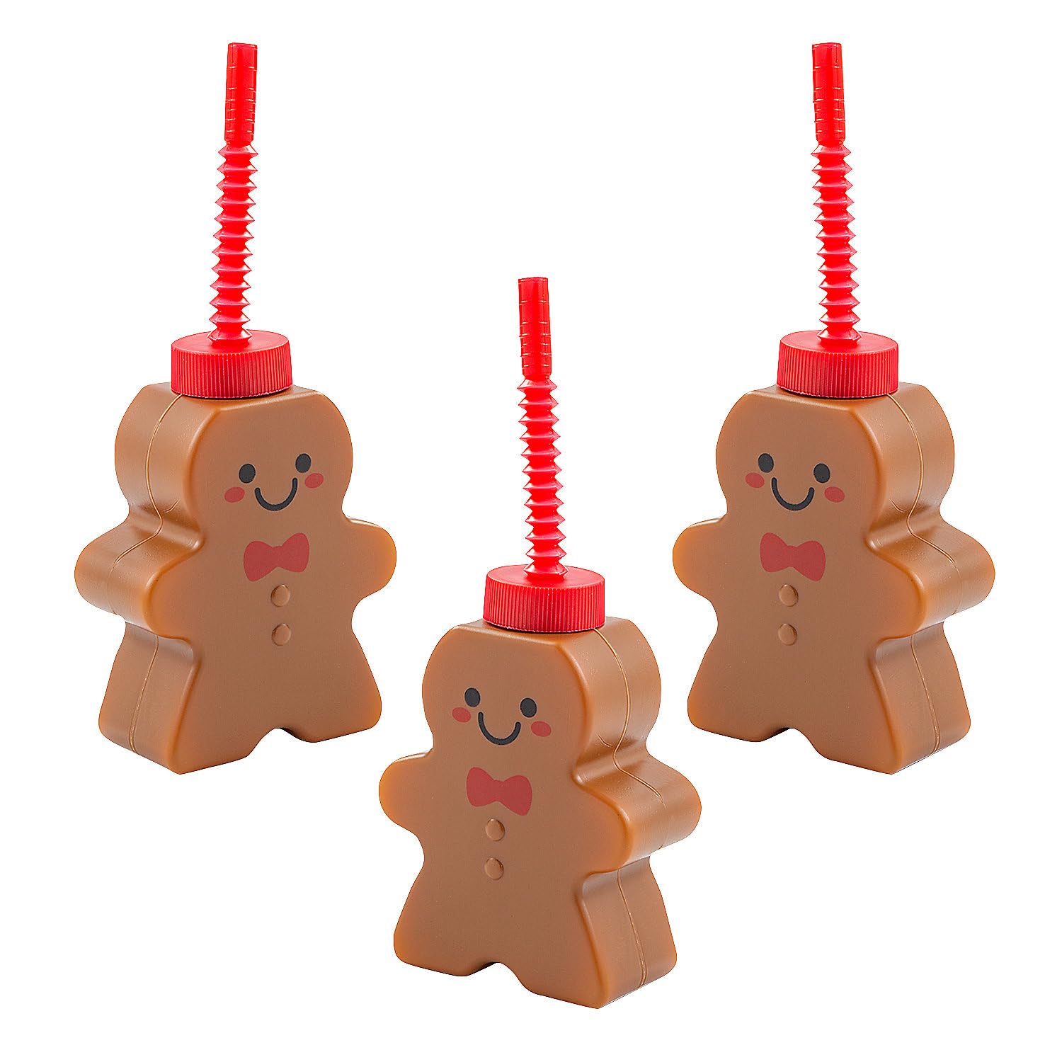 Amazon.com: Fun Express 12 Pieces Gingerbread Man Cups with Lids ...