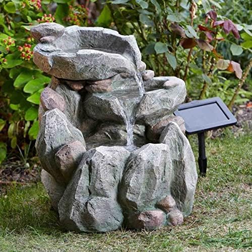 Solar Powered Rock Water Fountain Southern Patio Meridian 26”