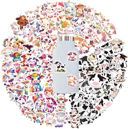 Amazon.com: 150PCS Kawaii Rainbow Cow Stickers, Waterproof Vinyl Decals ...