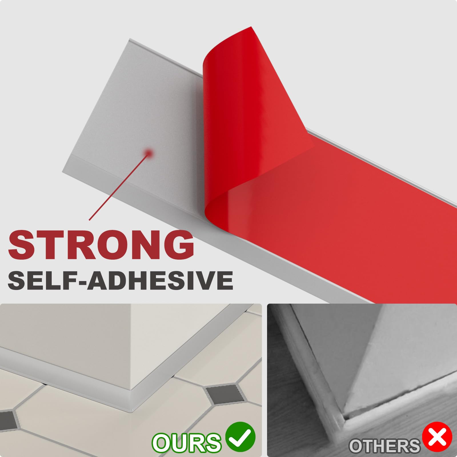 Snapklik.com : Frantie Flexible Vinyl Baseboard Trim, 4 Inch Peel And ...