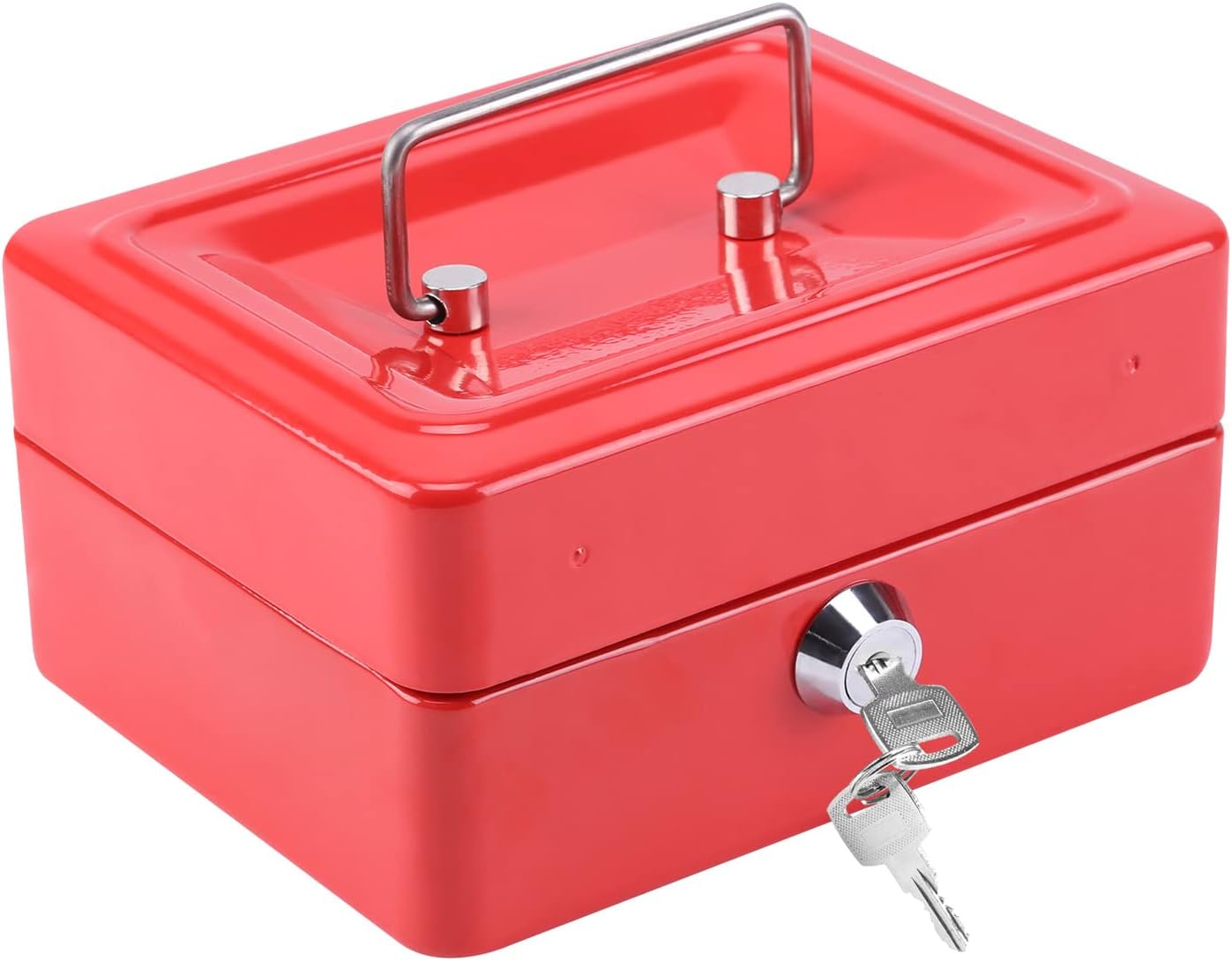 Shoze Cash Box 6" Metal Money Box with 2 keys Lockable Portable Petty ...