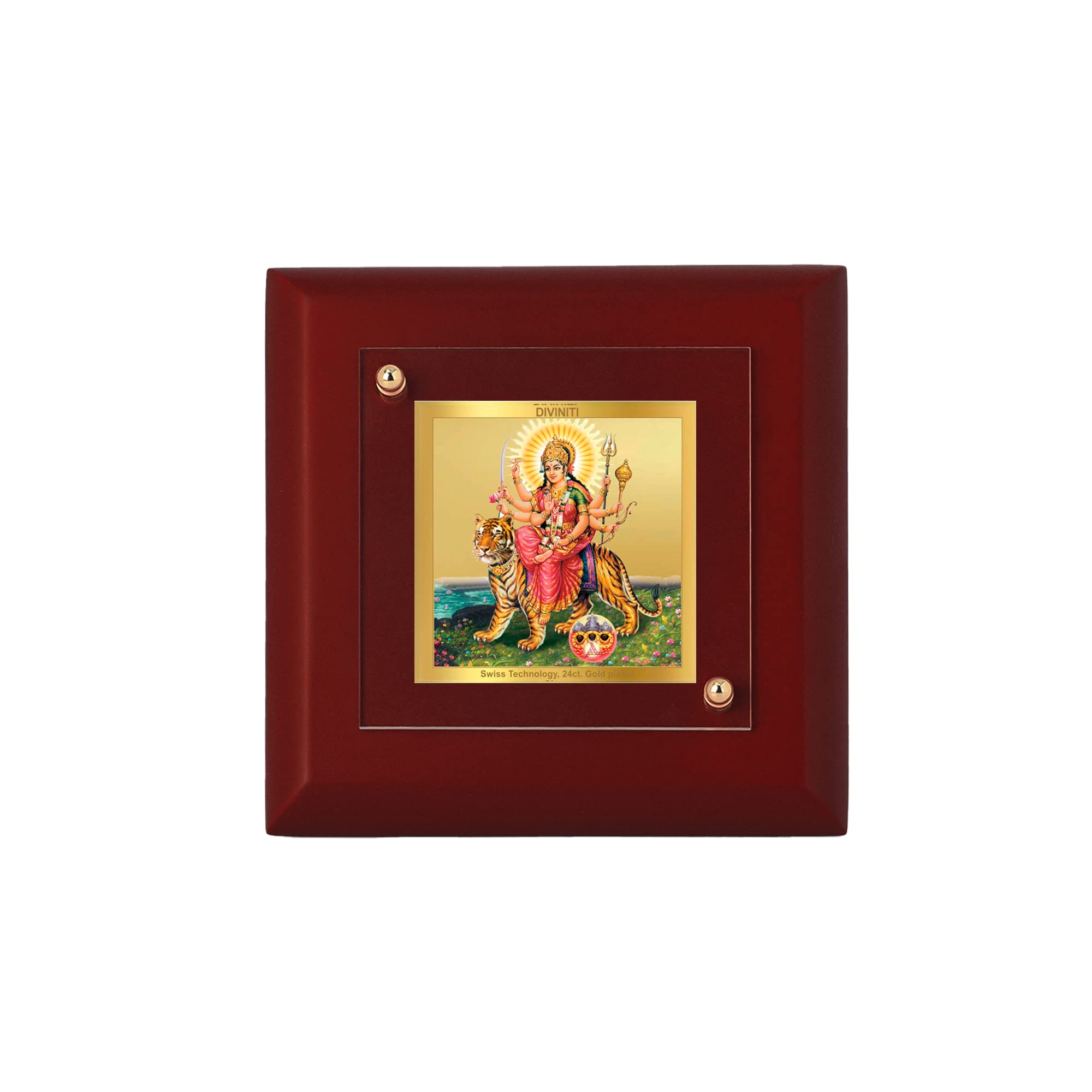 DIVINITI 24K Gold Plated Foil Durga Wall Photo Frame, Table Décor|MDF ...