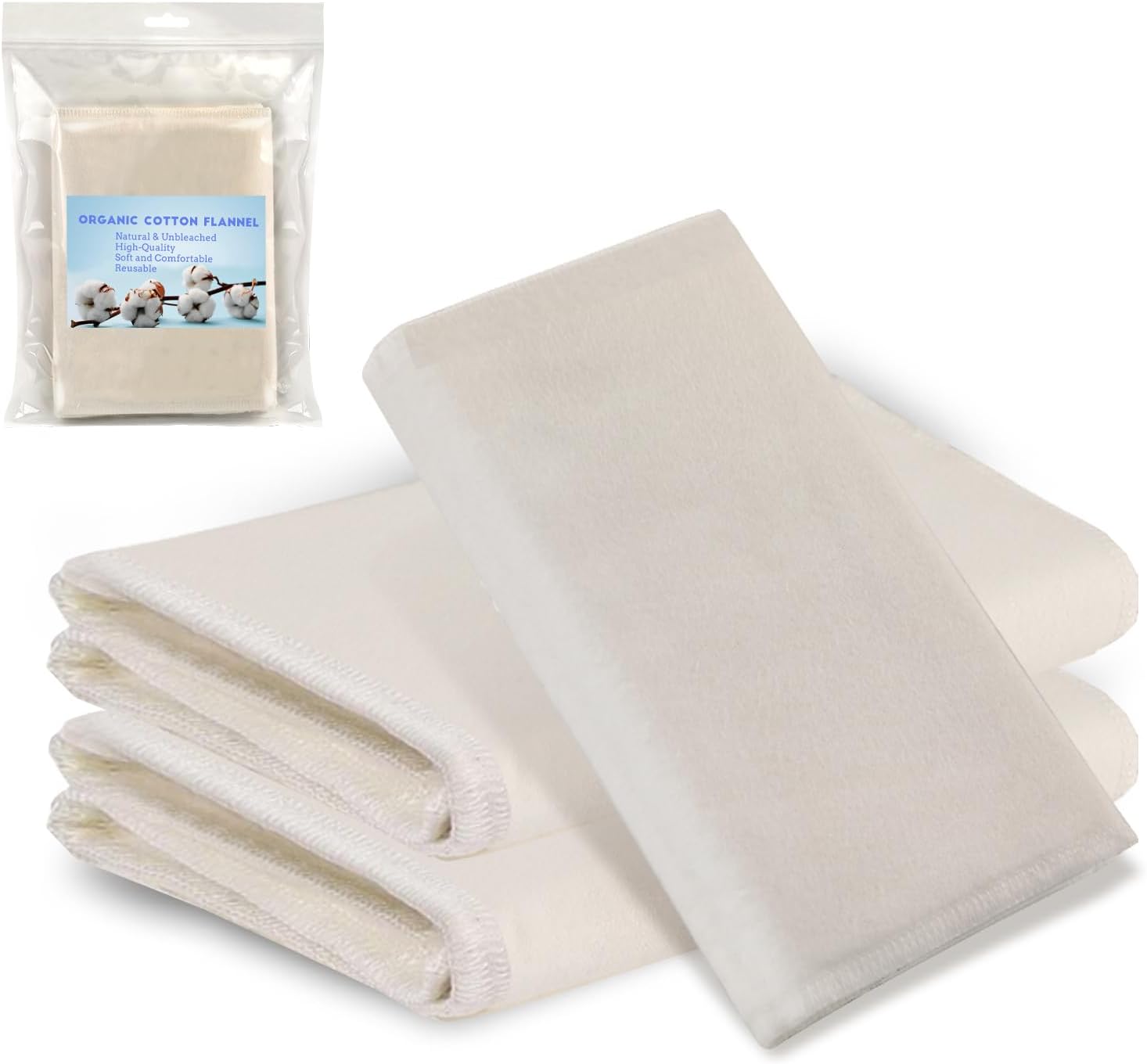 Amazon.com : 3Pcs Organic Cotton Flannel for Castor Oil Pack, Natural ...