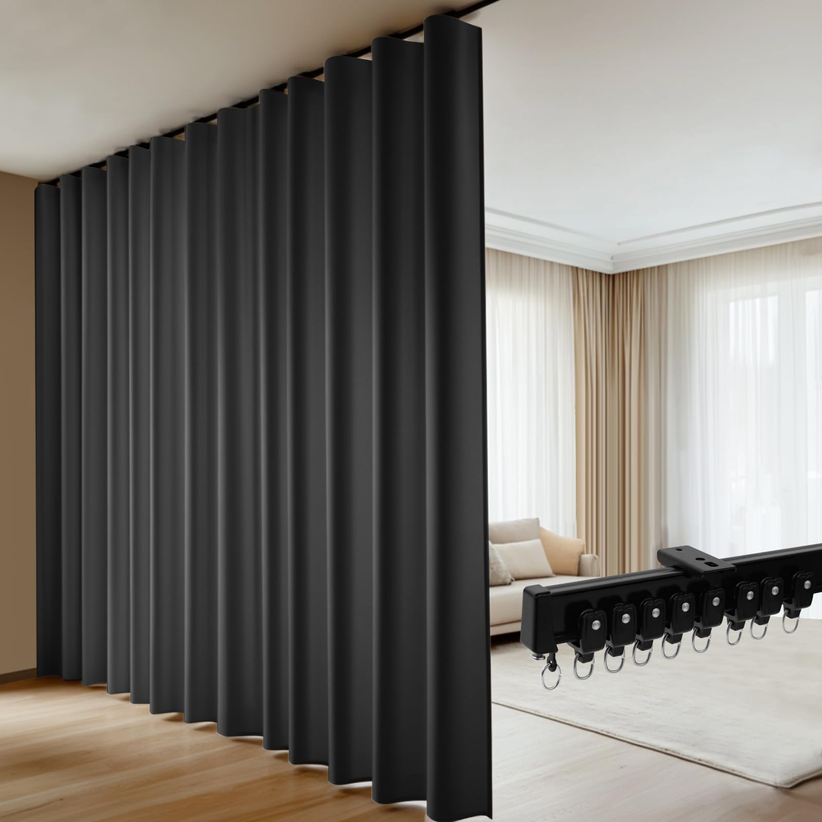 Amazon.com: Room Divider Blackout Curtains Flexible Sliding Tracks Sets ...