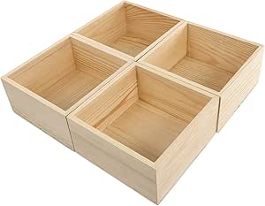 Amazon.com: TOKIDNY 4pcs Solid Wood Small Wooden Box Without Lid ...