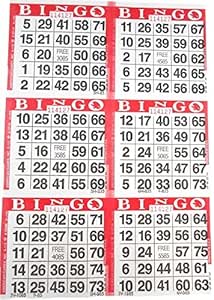 6 on Red Bingo Paper Cards - 500 sheets - 3000 cards : Amazon.com.mx ...