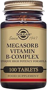 Amazon.com: Solgar - Complejo B Megasorb "50", 100 Tabletas : Salud y Hogar