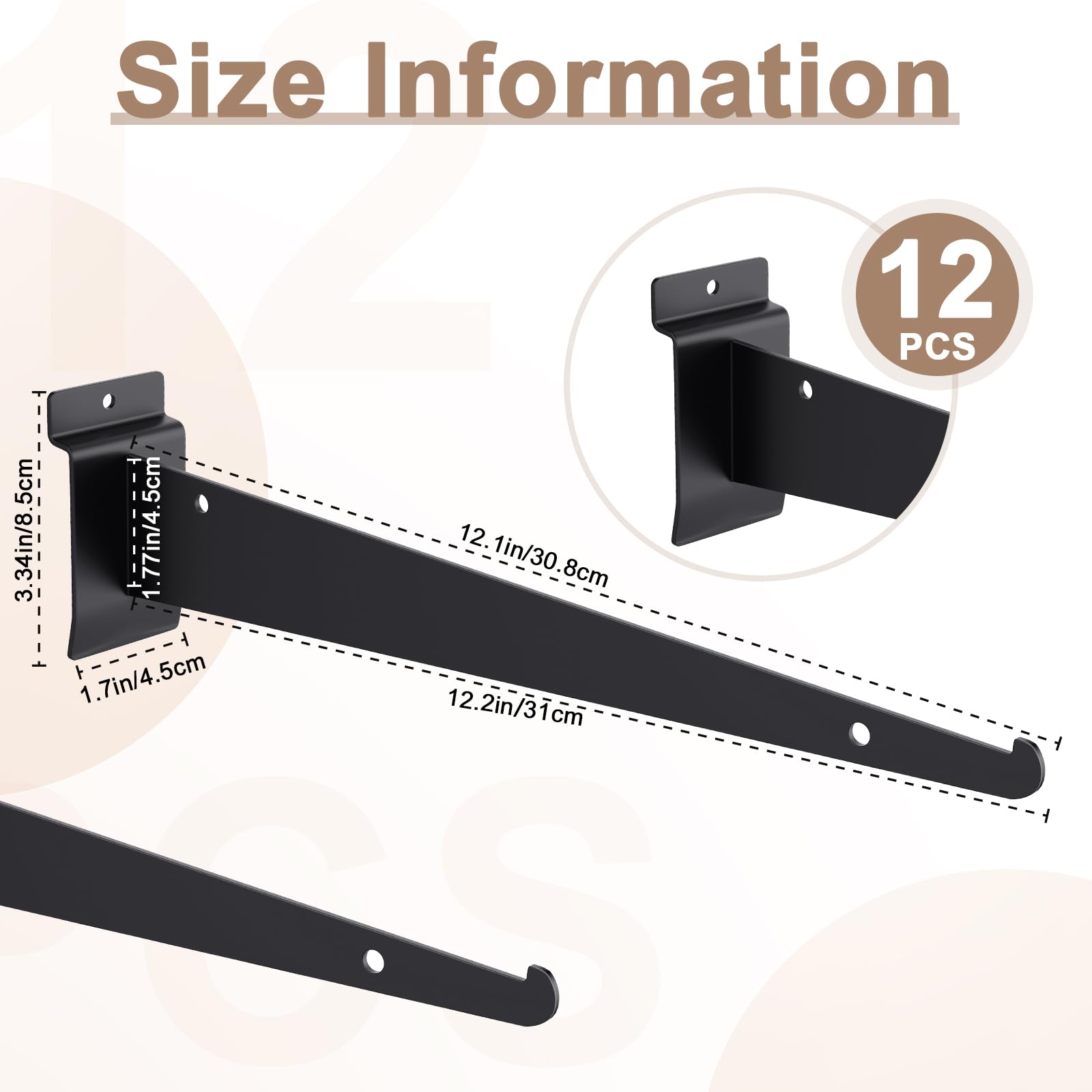 Slatwall Brackets 10-Pack Heavy Duty 12" Slatwall Shelf Brackets With ...