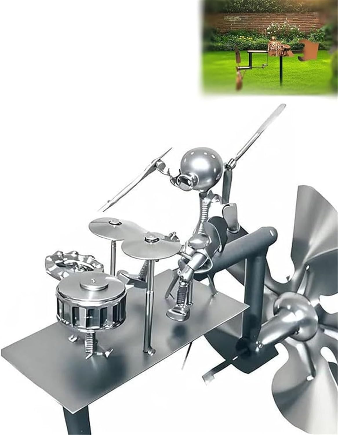Amazon.com: ARUTOOY Handmade Metal Drummer Windmill Wind Sculptures ...