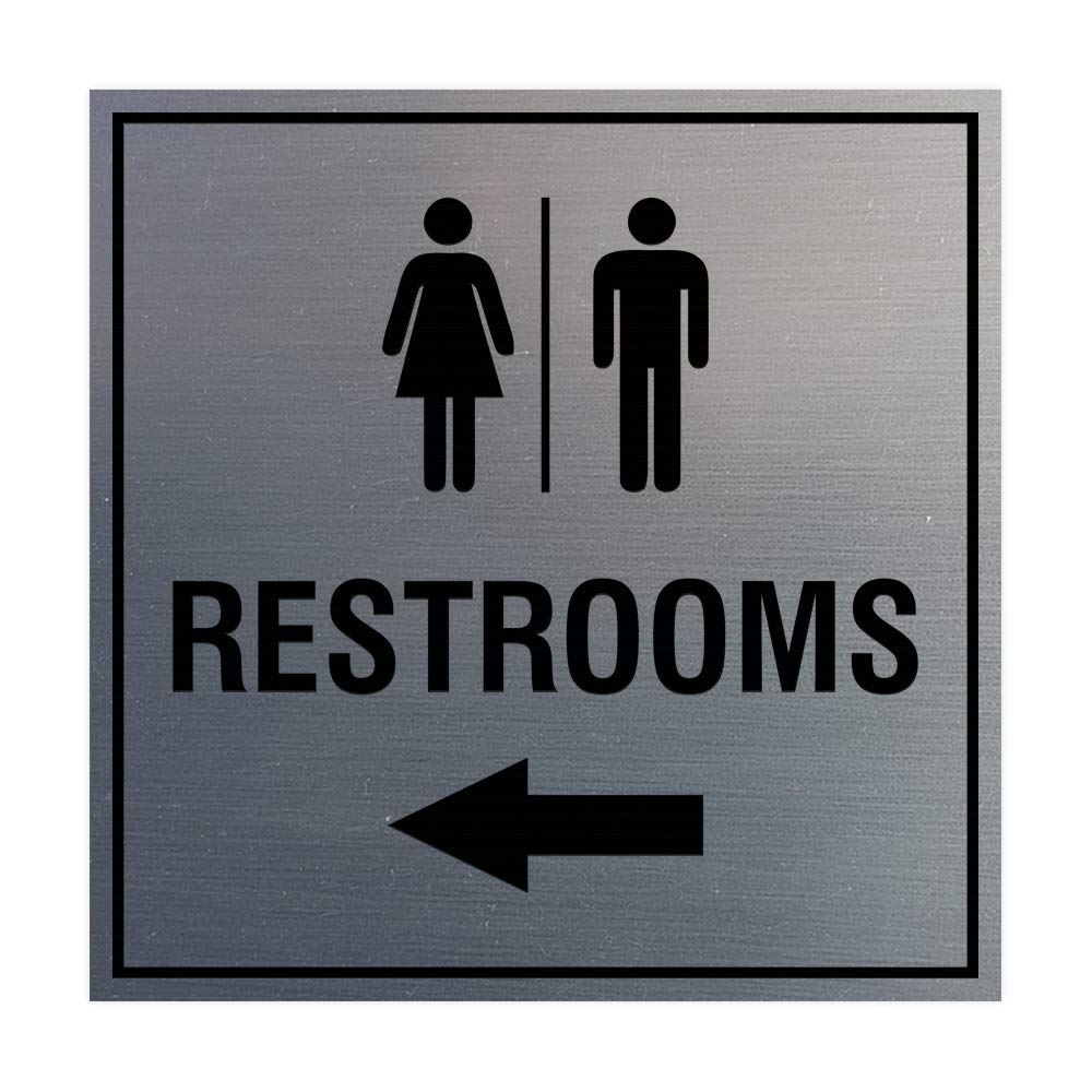 Amazon.com : Signs ByLITA Square Restrooms left arrow Sign with ...