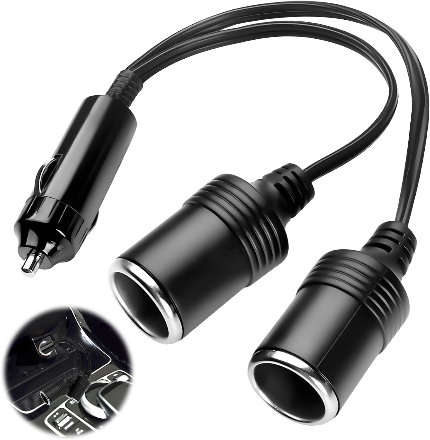 1 to 2 Car Cigarette Lighter Splitter Adapter - 12V/24V Plug Socket 2 ...