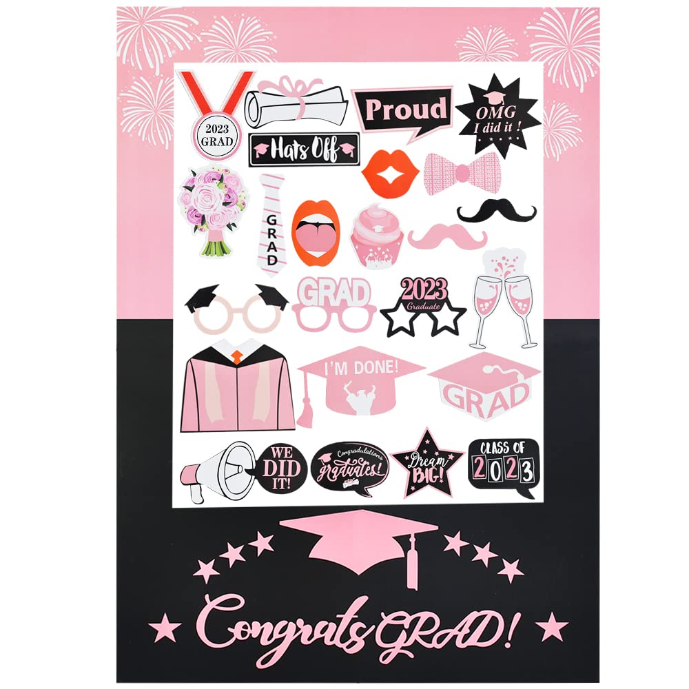 Buy Pink Graduation Photo Frame and Booth Props Set Class of 2023 ...